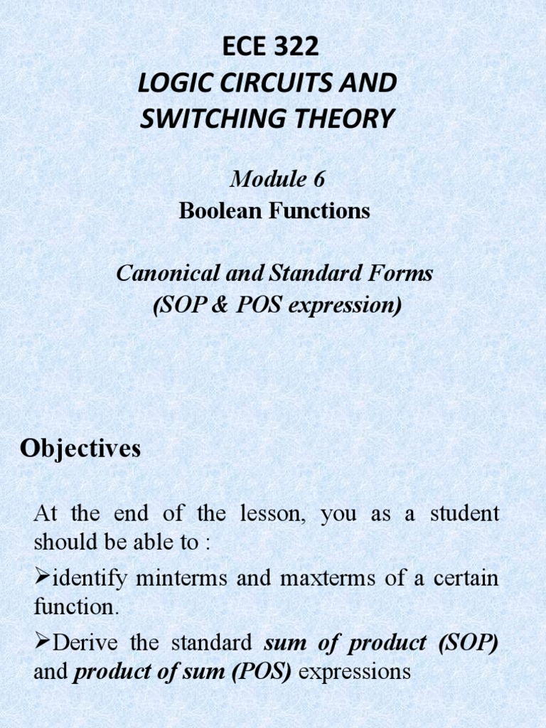 Module 6 Boolean FunctionsSOP - POS | PDF | Abstract Algebra | Theory ...