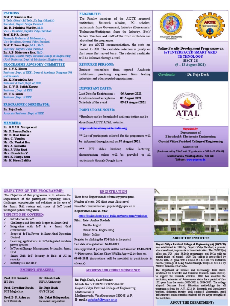 Iisgt21 Atal FDP Brochure | PDF | Internet Of Things | Engineering