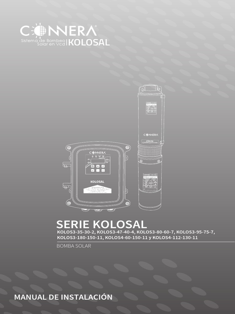 Manual de Instalación Bomba Solar Kolosal | PDF | Energía solar ...