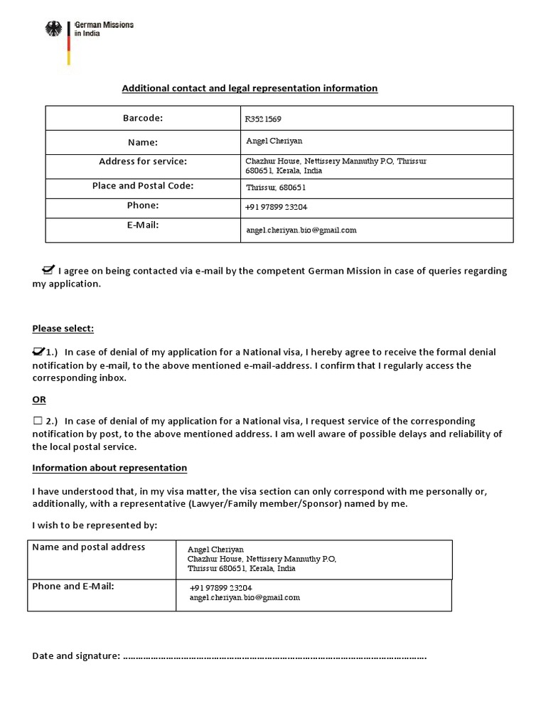 Legal Representation Information Form | PDF
