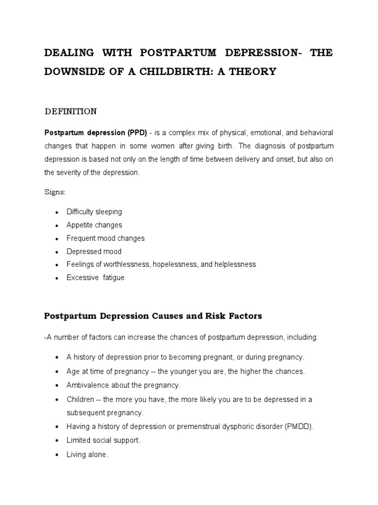 Dealing With Postpartum Depression | PDF | Postpartum Depression ...