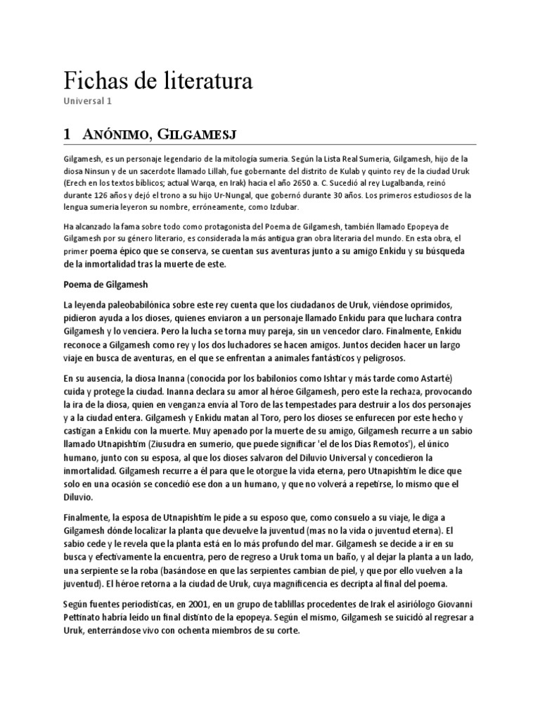 Fichas de Literatura | PDF | Literatura española | Escritores españoles