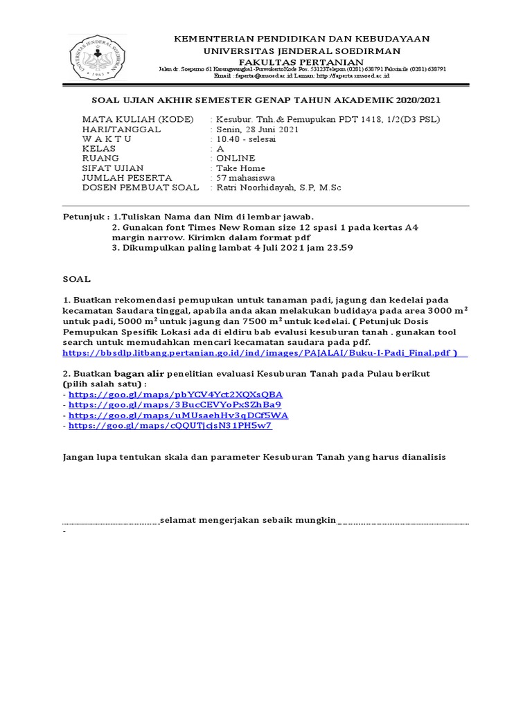 Soal-UAS-Genap-2020-2021 - KESTAN D3 PSL | PDF
