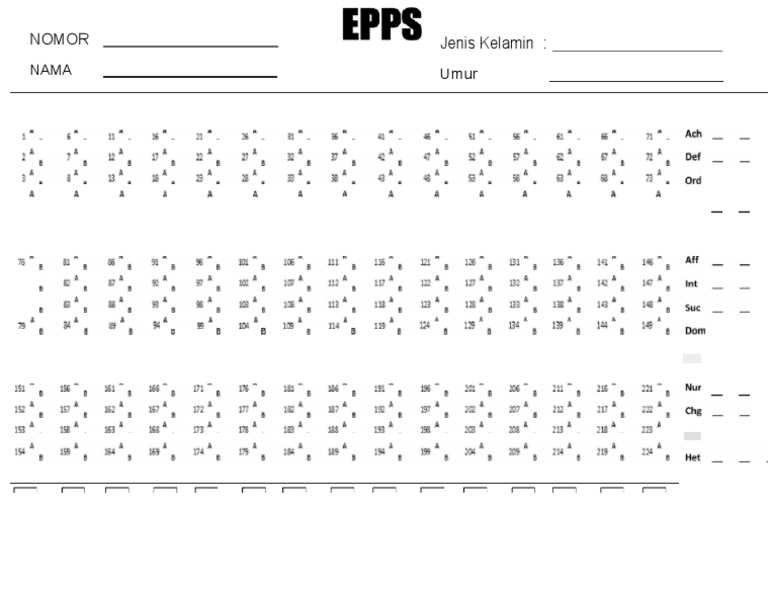 Lembar Jawaban Epps | PDF