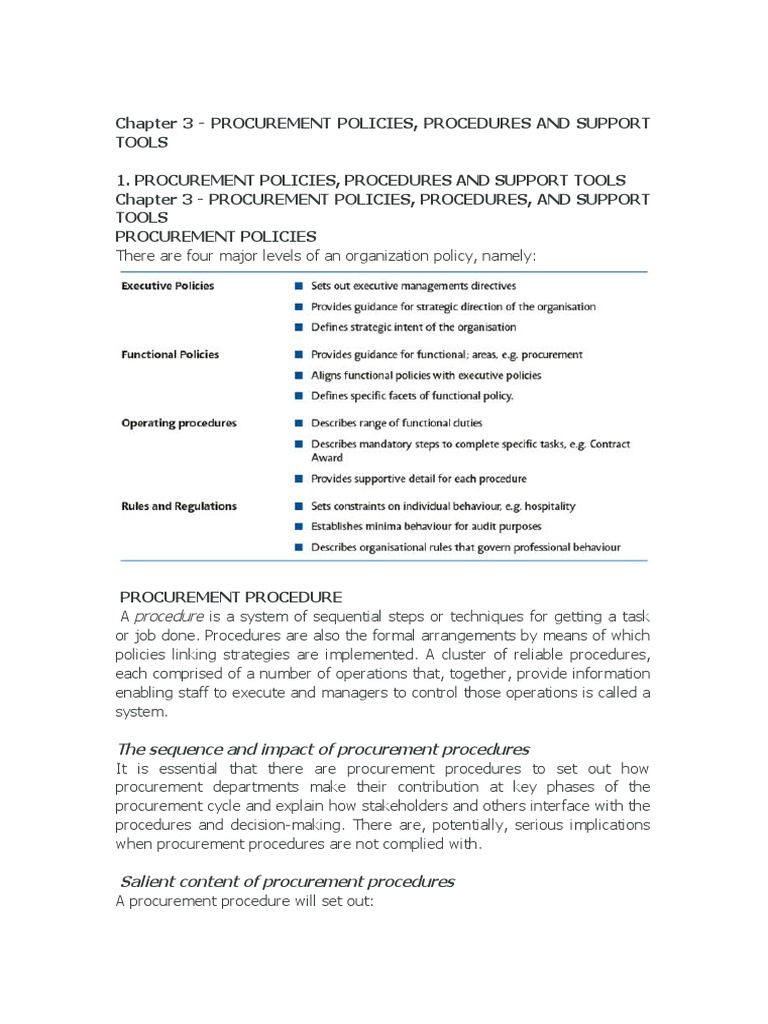 Chapter 3 PROCUREMENT POLICIES, PROCEDURES AND SUPPORT TOOLS | PDF ...