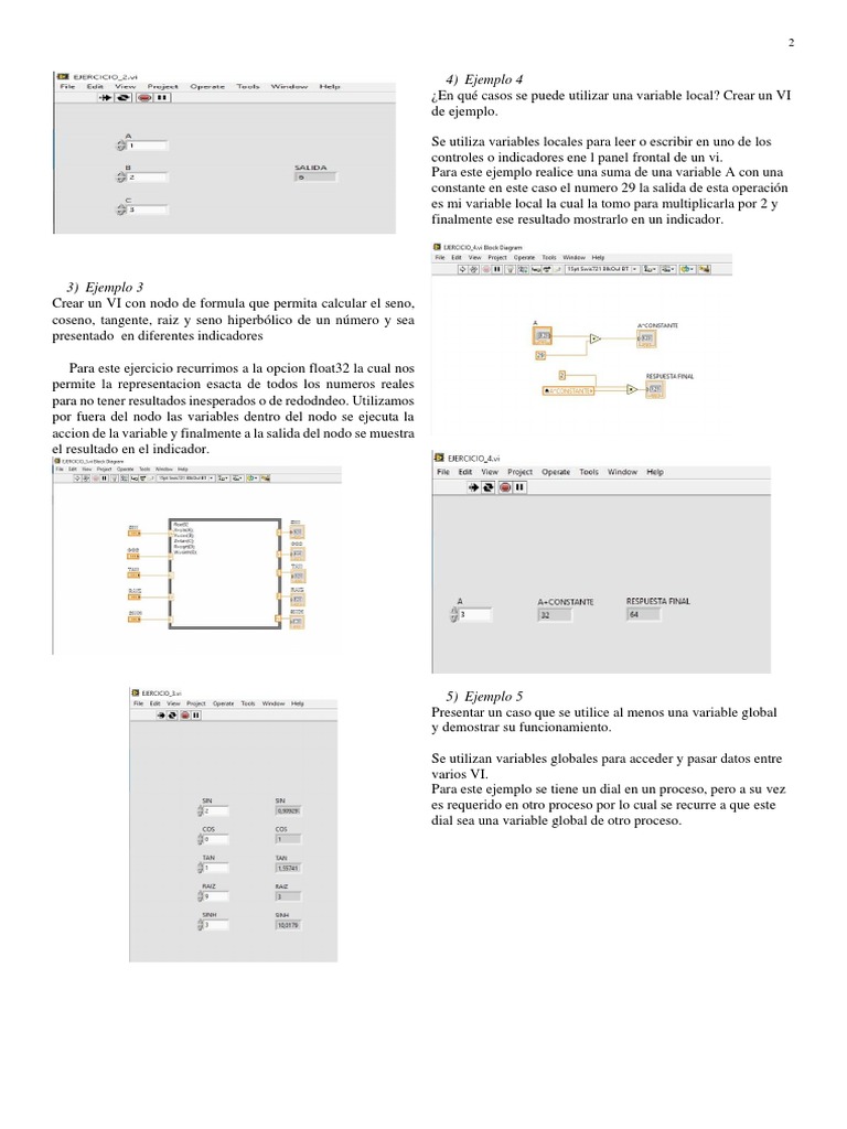 Ejemplos de uso de variables, arrays y funciones en LabVIEW | PDF | Estructura de datos de ...