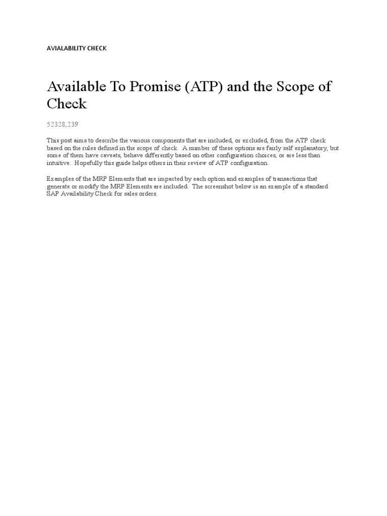 Available To Promise (ATP) and The Scope of Check | PDF | Inventory ...