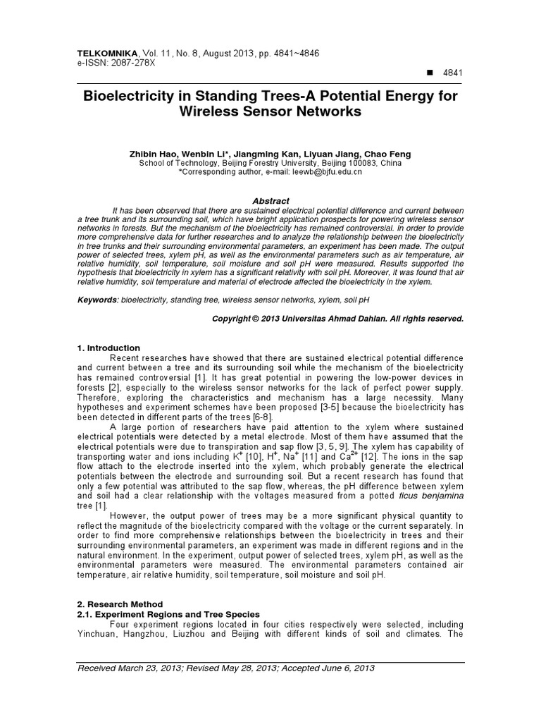 Bioelectricity in Standing Trees - A Potential Ene | PDF | Ph ...