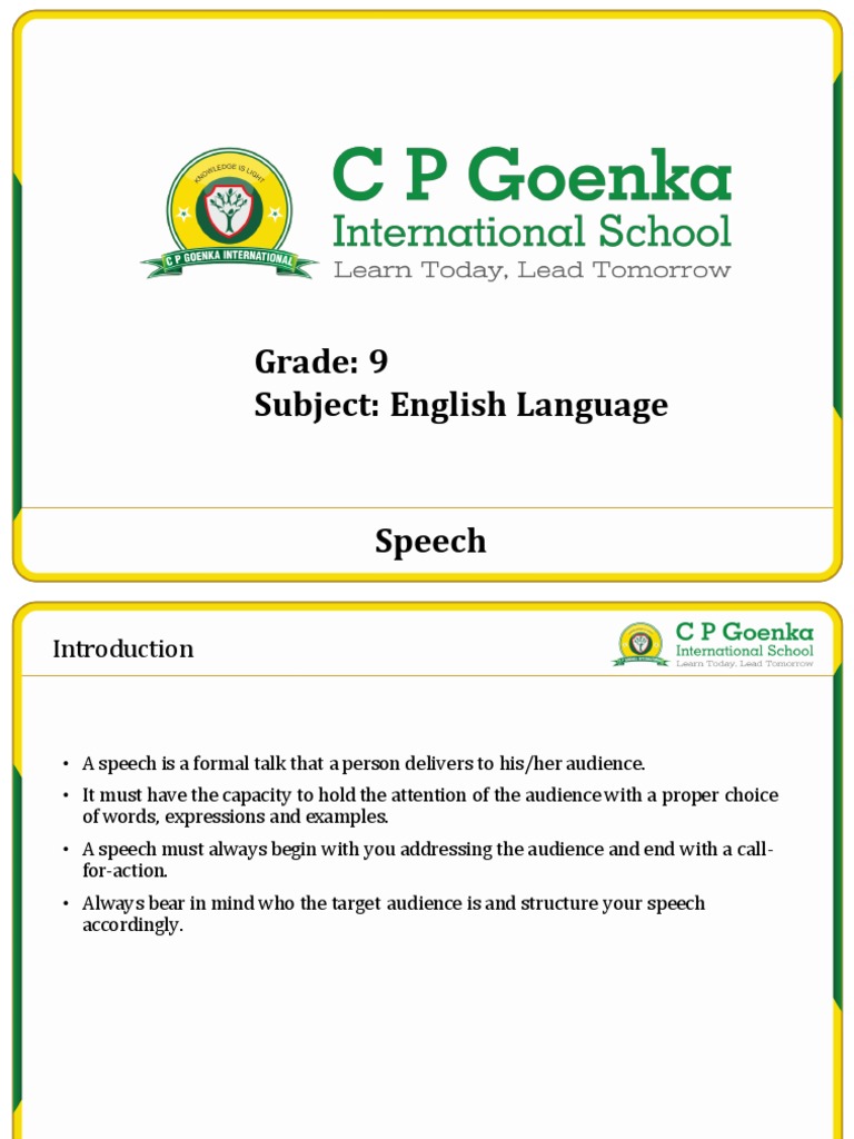 Grade: 9 Subject: English Language | PDF | Speech | Rhetoric