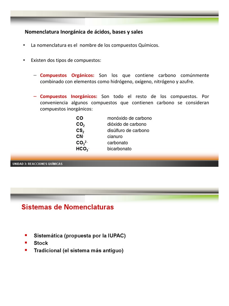 Nomenclatura de Ácidos y Bases Inorgánicos | PDF | Ácido | Elementos ...