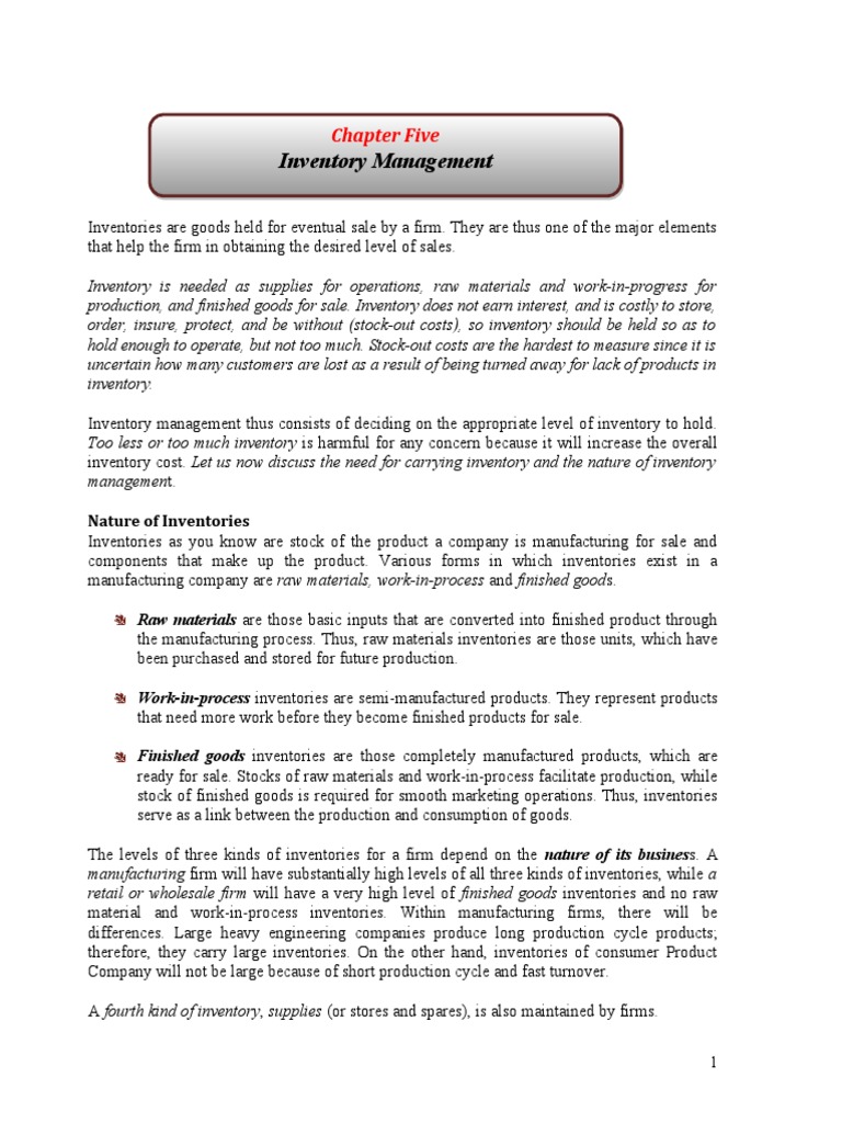 Chapter 5 Inventory Management | PDF | Inventory | Business