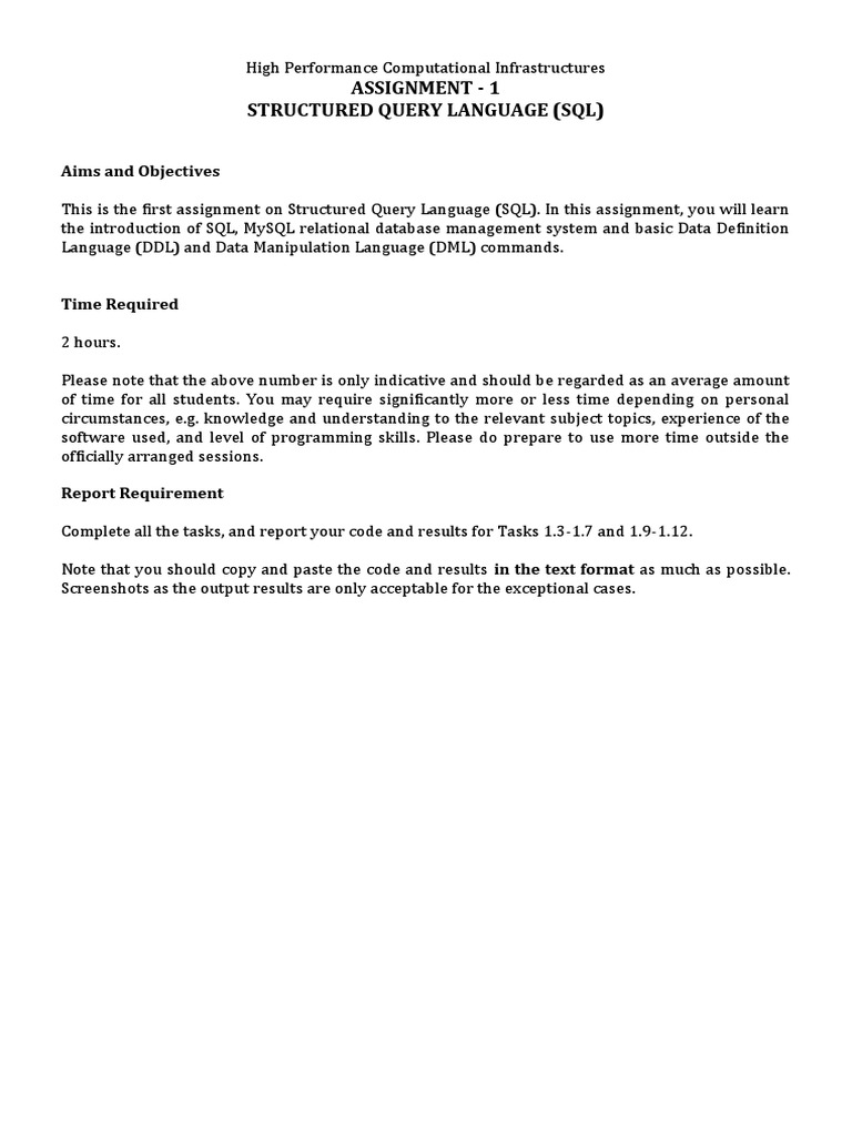 Assignment 1 Sql Pdf Relational Database Table Database 