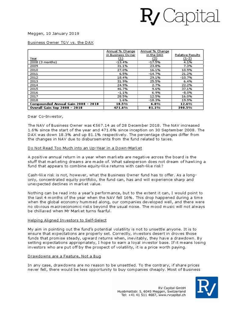 Investor Insights: Business Owner Fund | PDF | Discounted Cash Flow ...