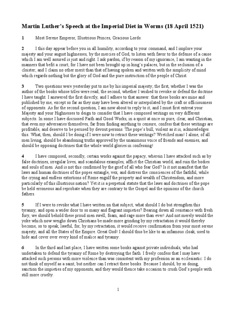 Luther's Defiant Stand at Worms | PDF | Martin Luther | God