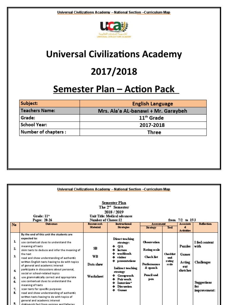 Semester Plan Grade 11 (Action Pack) | PDF | Curriculum | Worksheet