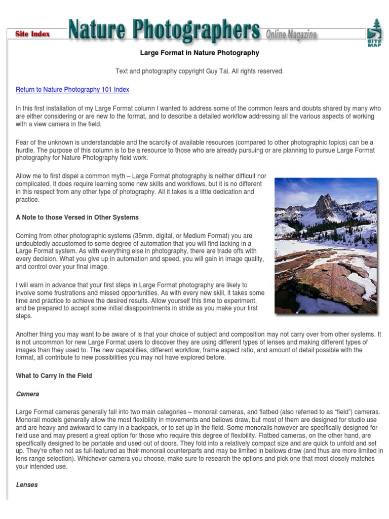 Large Format in Landscape Photography | PDF | Camera | Camera Lens