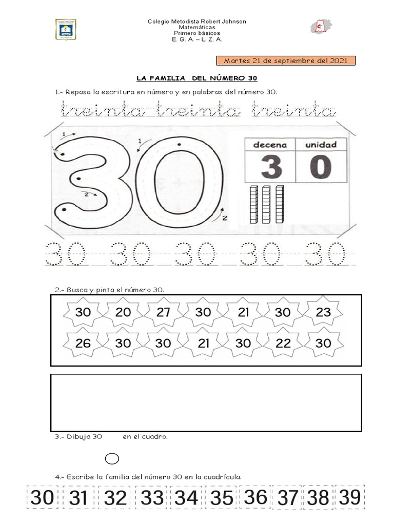Actividades Matemáticas: Número 30 y 20 | PDF