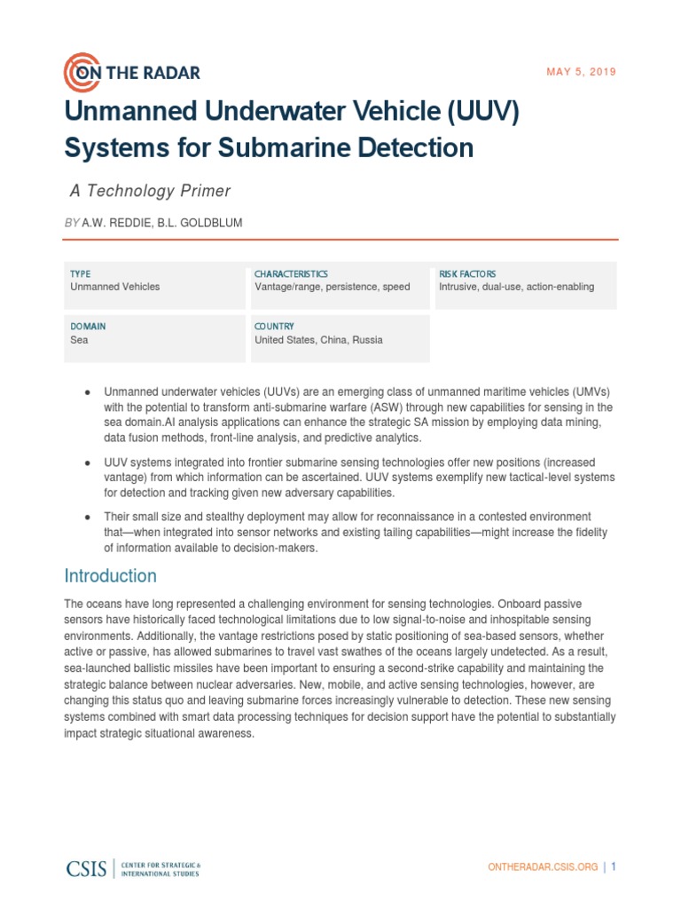 UUV Systems for Submarine Detection | PDF | Sonar | Anti Submarine Warfare