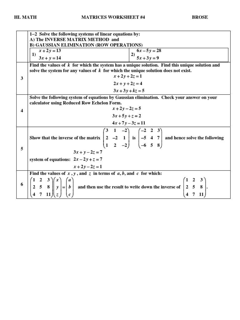 HL 050 Matrices 04 PDF Applied Mathematics Mathematical Concepts