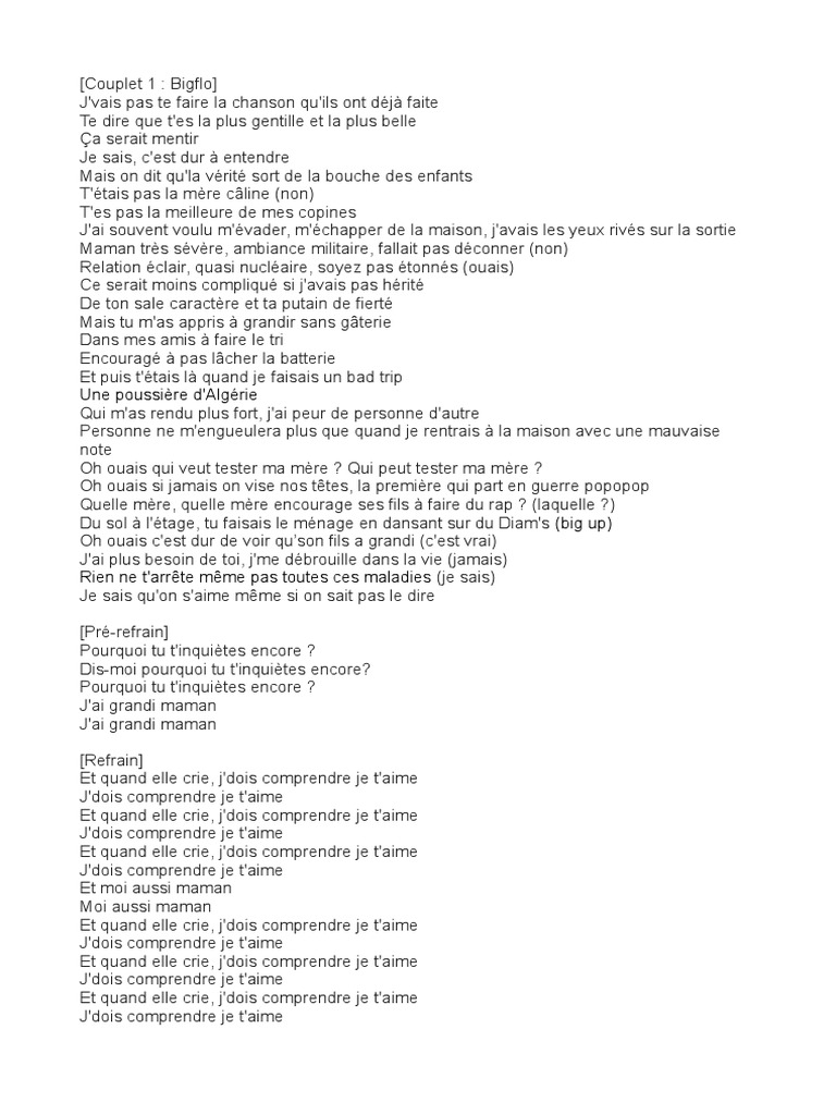Bigflo Et Oli - Maman | PDF