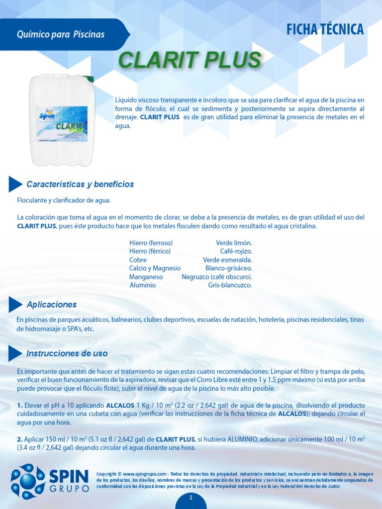 Clarit Plus | PDF | Piscina | Agua