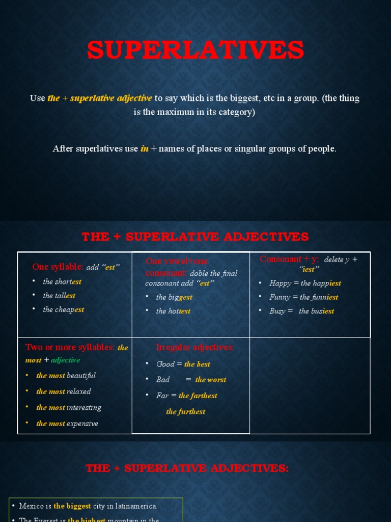 Superlative Adjectives Guide | PDF