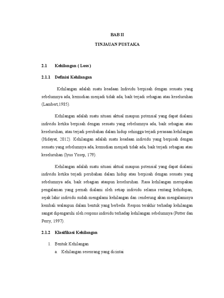 Bab Ii Berduka Dan Kehilangan Dan Dapus | PDF