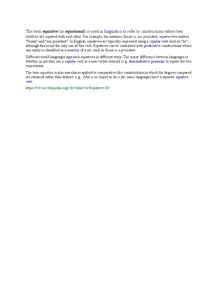 Understanding Equative Constructions | PDF