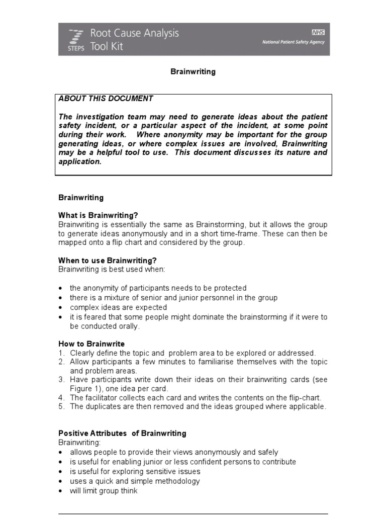 brainwriting (1) | Brainstorming | Anonymity | Free 30-day Trial | Scribd