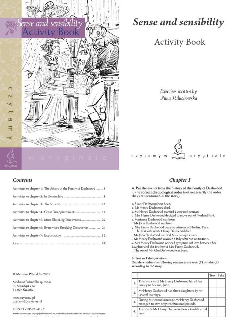 Sense and Sensibility: Activity Book | PDF | Elinor Dashwood | Sense ...