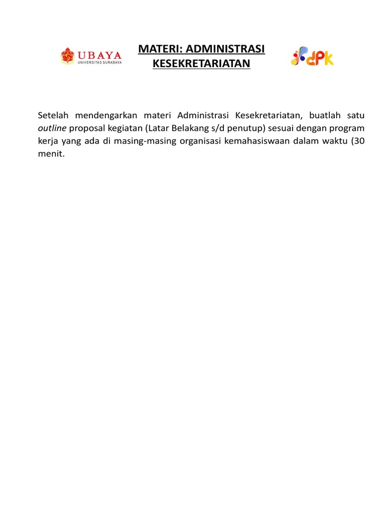 Worksheets Materi 6 Administrasi Kesekretariatan | PDF