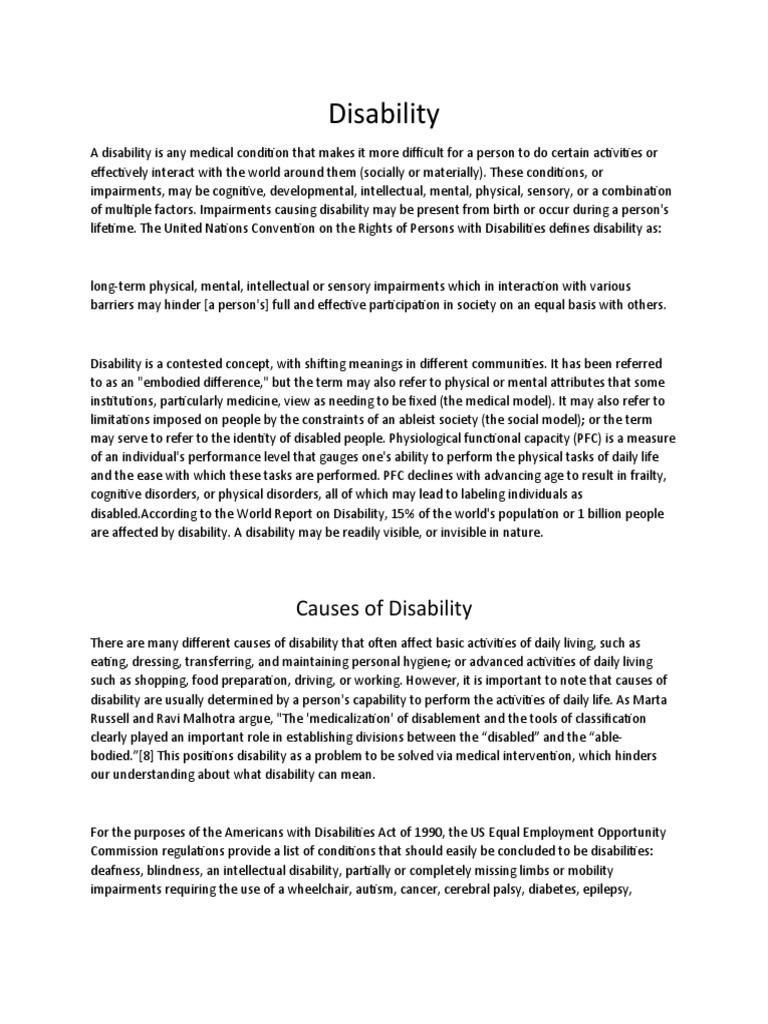 Causes of Disability | PDF | Disability | Learning Disability