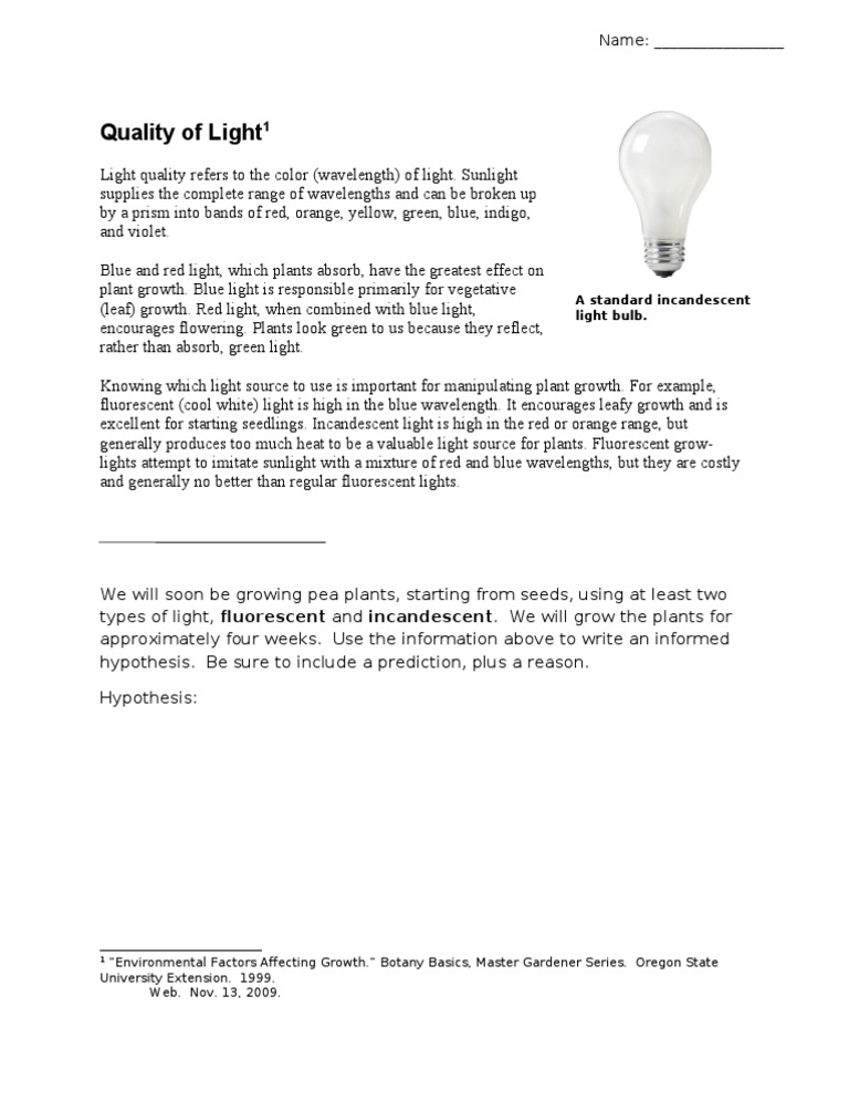 Light's Impact on Plant Growth | PDF | Science & Mathematics