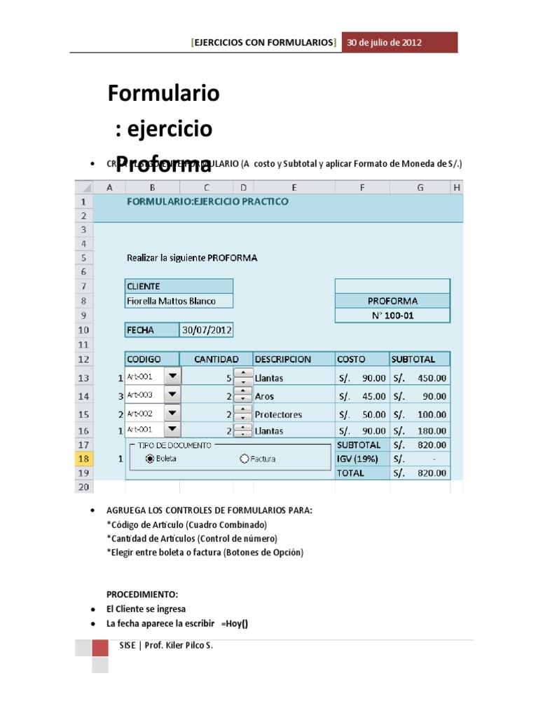 FORMULARIOS EJERCICIOS | PDF