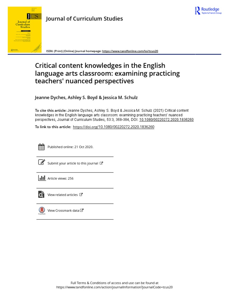 Critical Content Knowledges in The English Language Arts Classroom ...