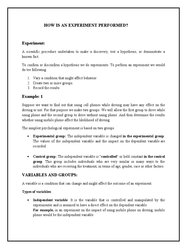 How to Conduct a Scientific Experiment | PDF | Experiment | Dependent ...