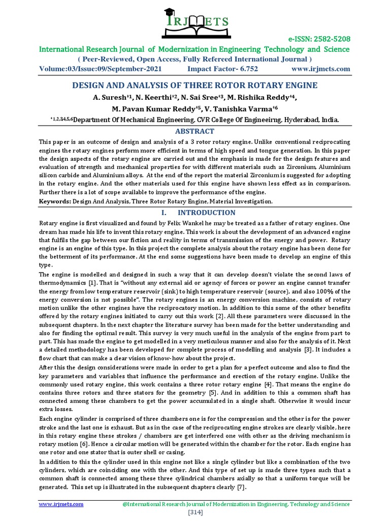 Design and Analysis of Three Rotor Rotary Engine | PDF | Elasticity ...