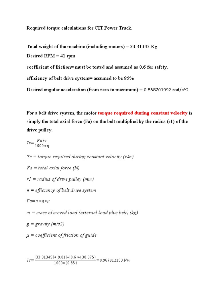 Torque Calculations for Engineers | PDF | Torque | Rotation Around A ...