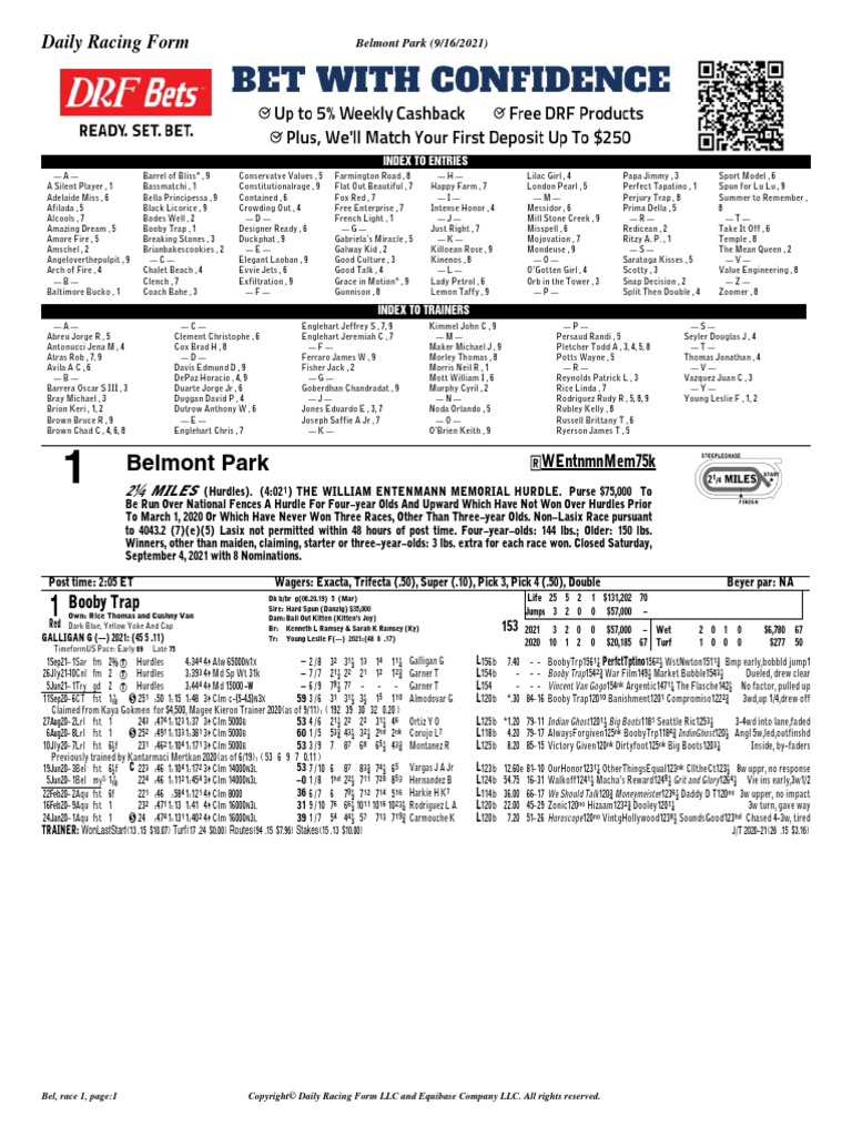Belmont Park: Daily Racing Form | PDF | Equestrianism | Thoroughbred Horses