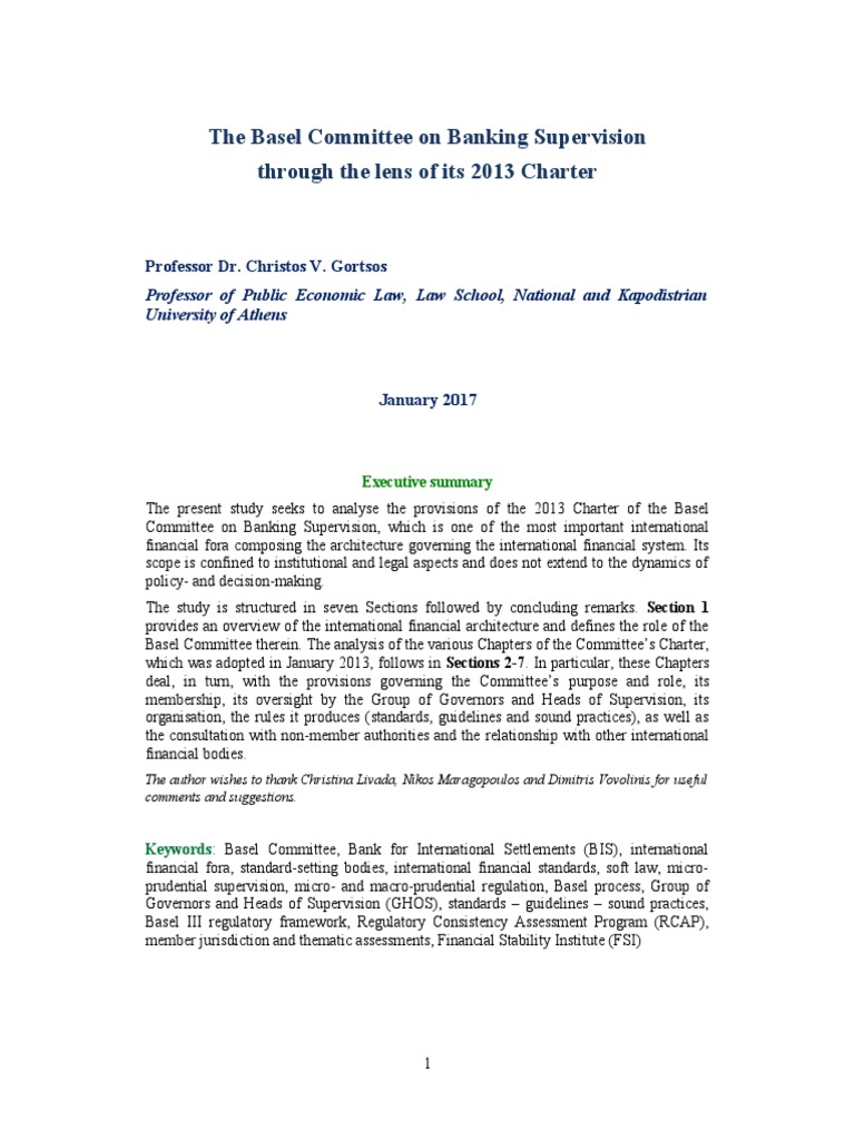 The Basel Committee On Banking Supervision Through The Lens of Its 2013 ...