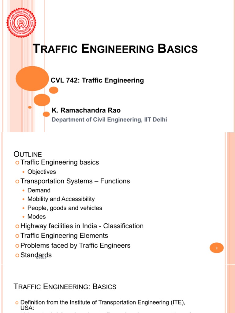 Traffic Engineering Fundamentals in India | PDF | Traffic | Transport