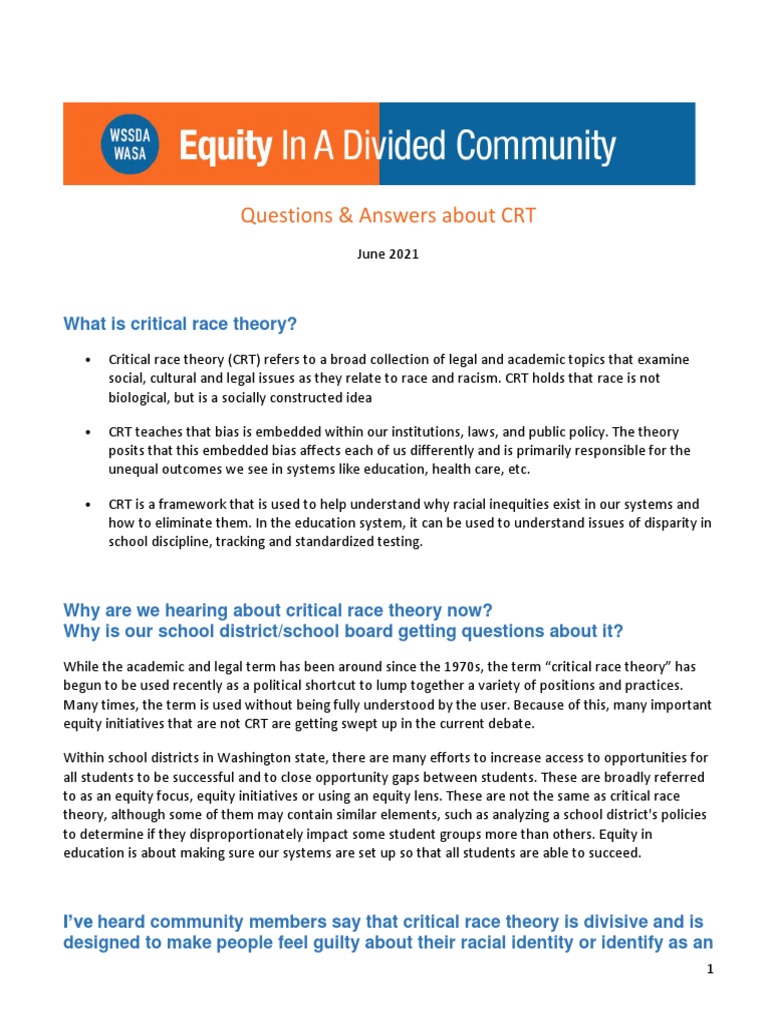 Questions & Answers About CRT | PDF | Critical Race Theory | Race ...