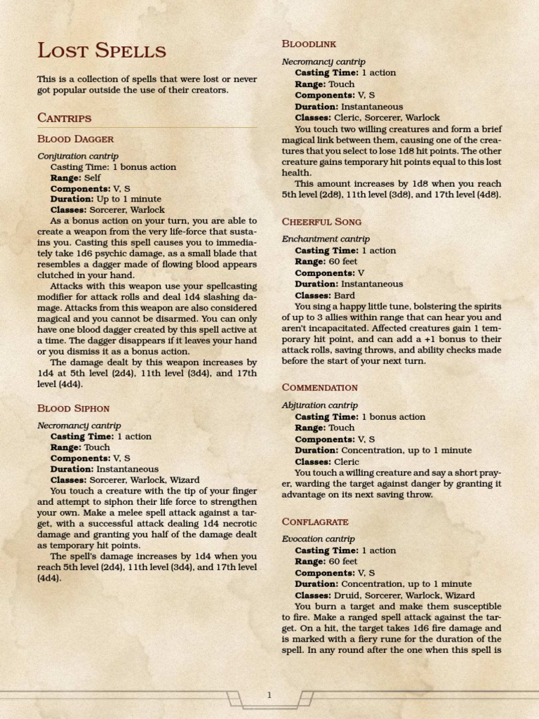 Lost Spells | Download Free PDF | Dungeons & Dragons | Fantasy Role ...