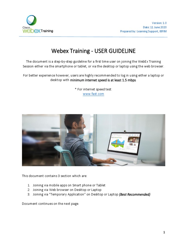 Webex Training User Guidelines | PDF | Internet & Web | World Wide Web