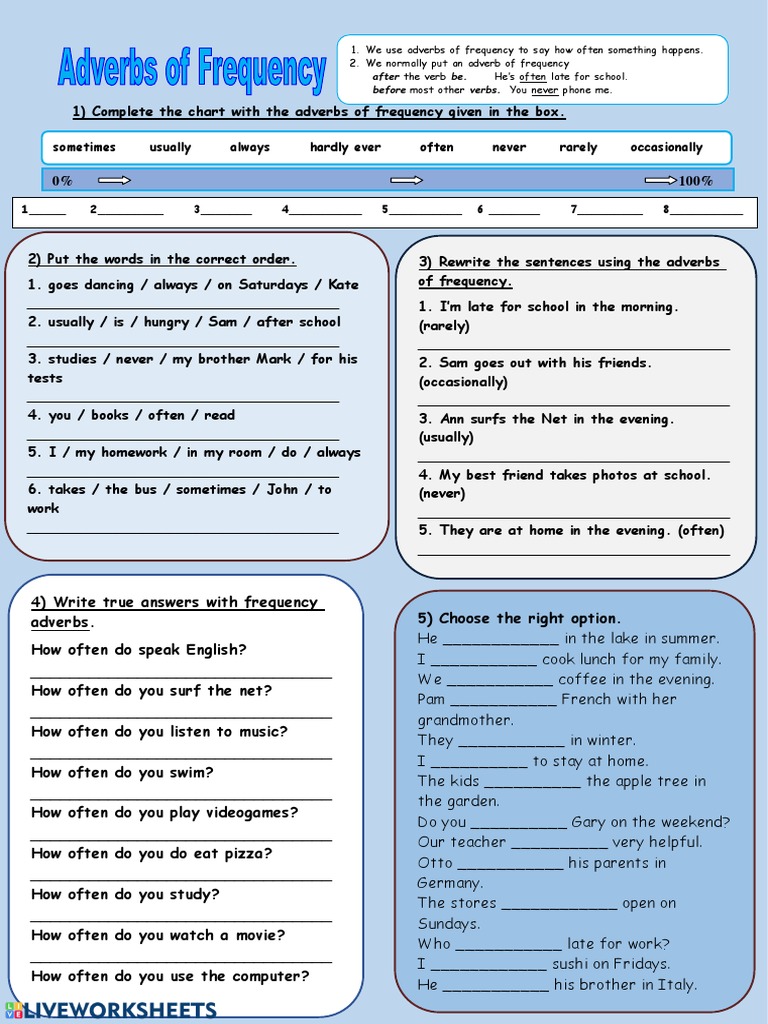 Adverbs of Frequency Exercises | PDF | Adverb | Linguistics