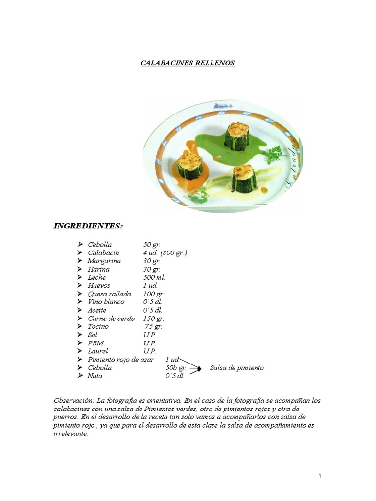 Calabacines Rellenos | PDF | Salsa | Cocinando