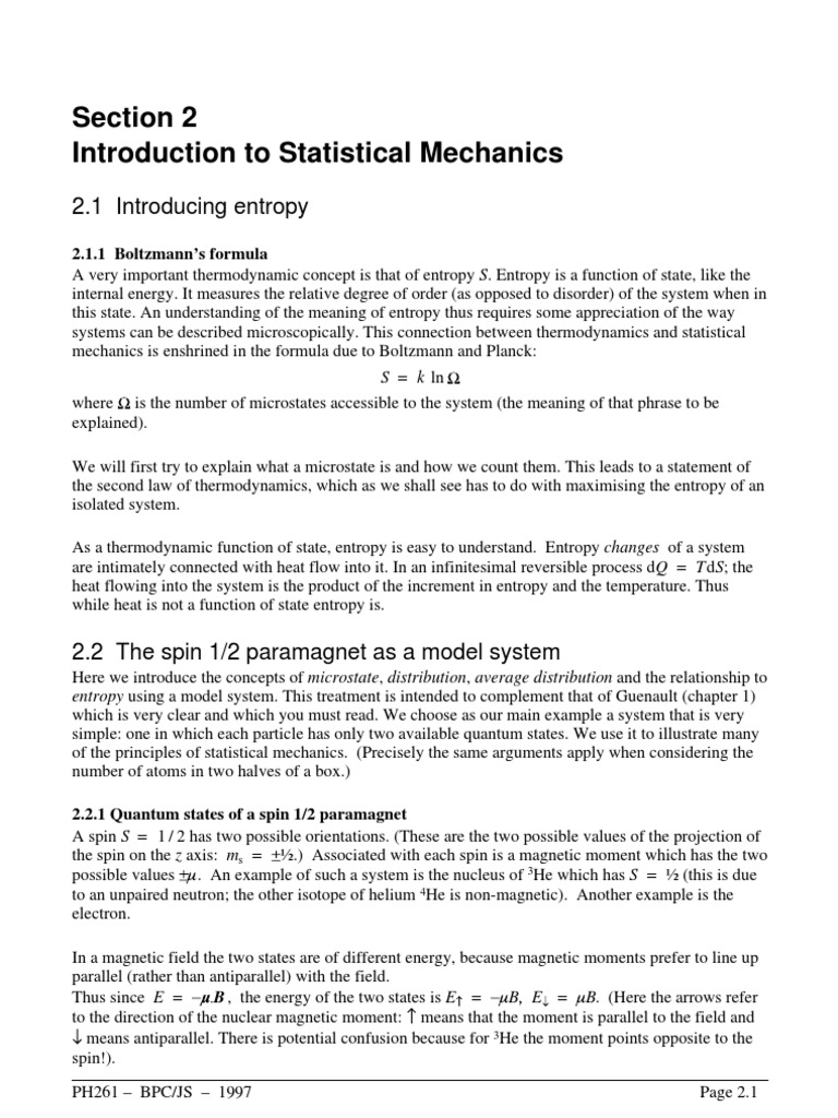 Introduction To Statistical Mechanics | PDF