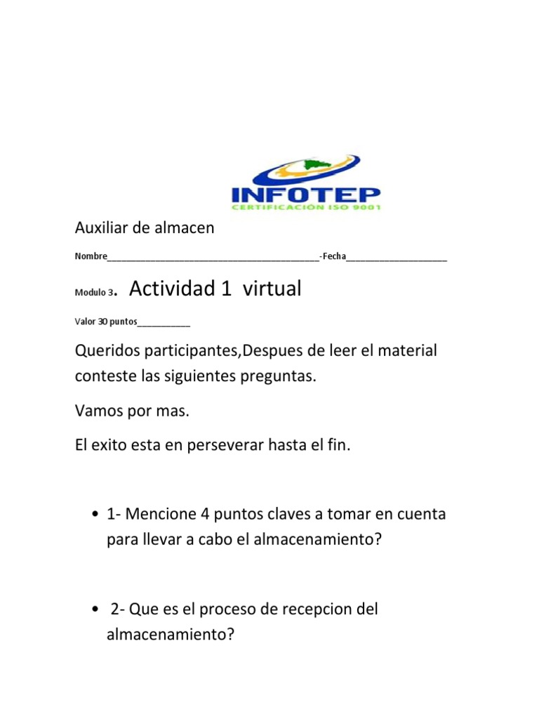 Actividad 1 Modulo 3 Almacen Virtual | PDF