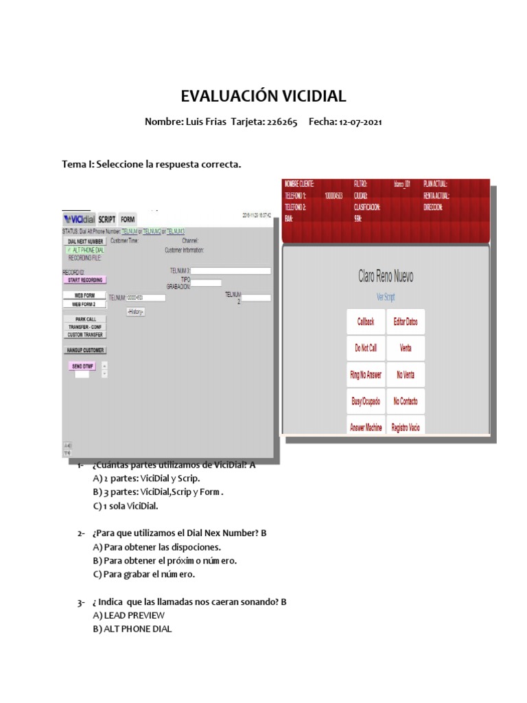 EVALUACIÓN VICIDial | PDF