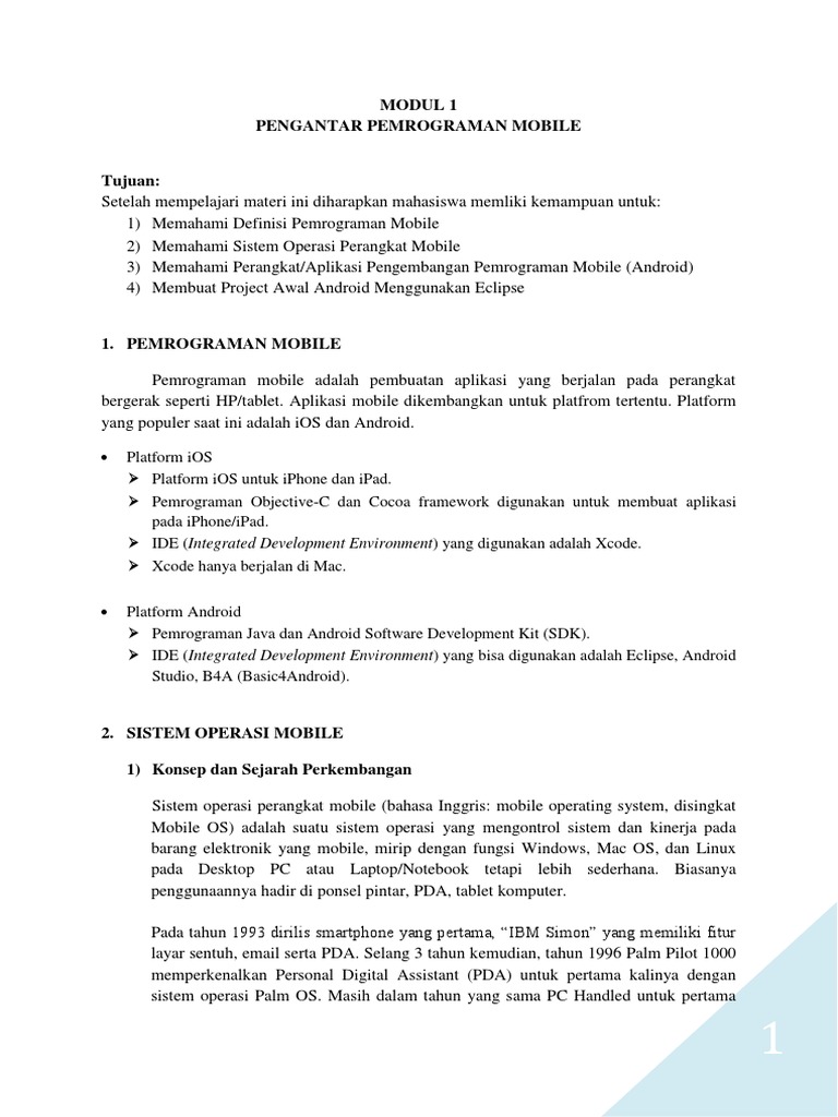 Pemrograman Mobile Modul-1 | PDF